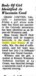 Sandra Jean ‘Sandy’ Weaver. | Another Bundy Blog.