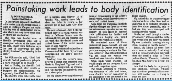 Sandra Jean ‘Sandy’ Weaver. | Another Bundy Blog.