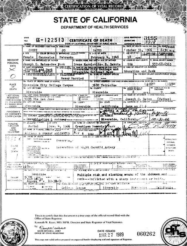 Cheri Jo ‘Josephine’ Bates. | Another Bundy Blog.