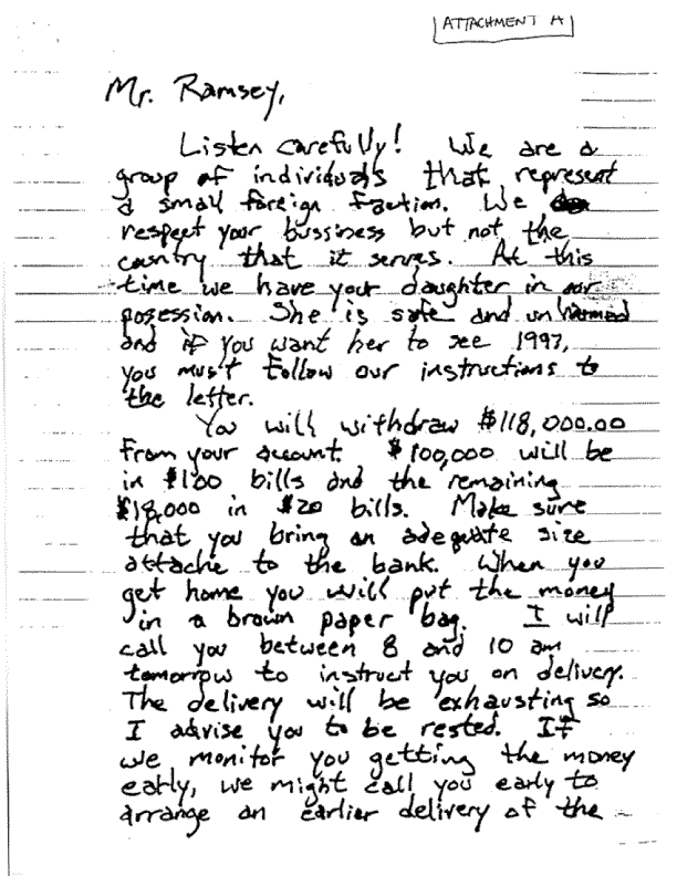 JonBenet Ramsey, Case Documents. | Another Bundy Blog.